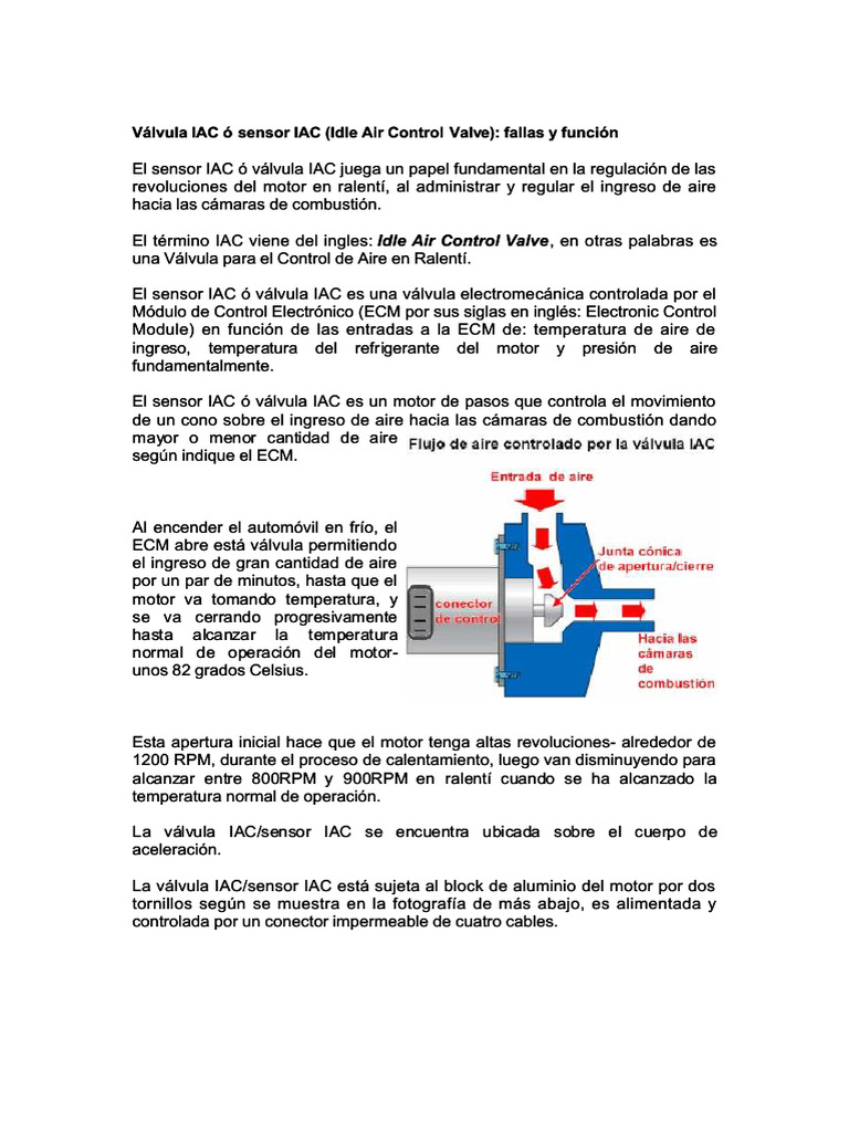 Valvula Iac o Sensor Iac - Compress | PDF | Resistencia Eléctrica y Conductancia | Motores