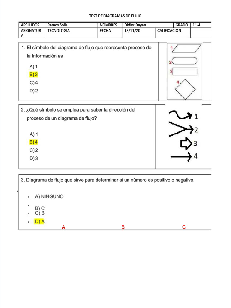 Test de Diagramas de Flujo: Preguntas y Respuestas | PDF | Informática ...
