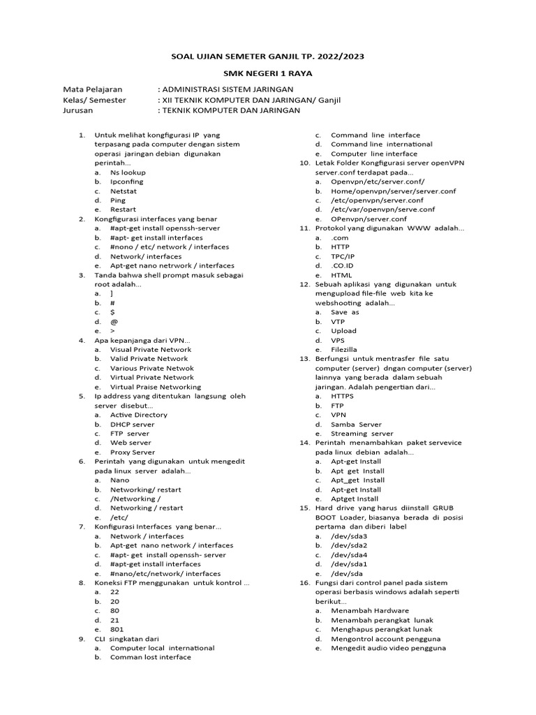 Soal Uas Asj | PDF | Komputer