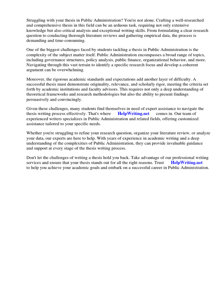 Sample Thesis Title in Public Administration | PDF | Thesis | Public ...