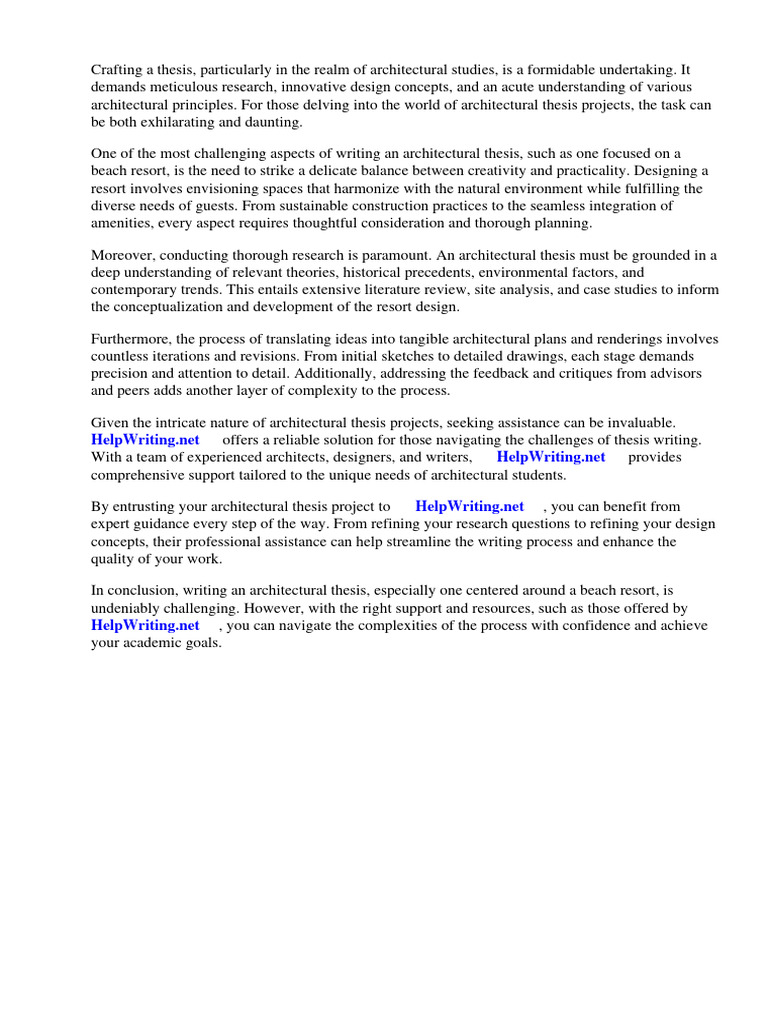 Architectural Thesis Beach Resort | PDF | Tourism | Sanitation