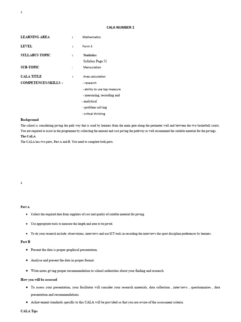 Cala Mathematics A Form 3 | PDF