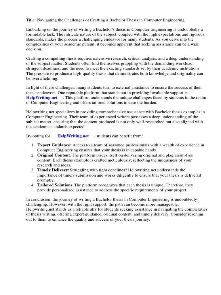 Bachelor Thesis Examples Computer Engineering | PDF | Thesis | Engineering