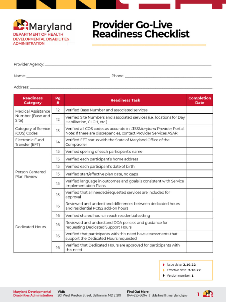 Maryland DDA Provider Checklist | PDF | Computing | Information Technology