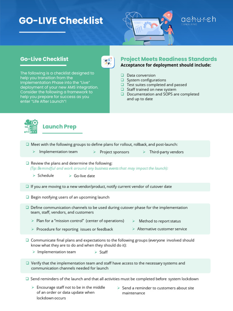 Go-Live Checklist 2021 | PDF | Databases | Data Management Go-Live Checklist 2021 | PDF | Databases | Data Management