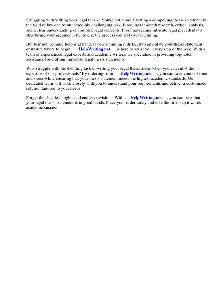 Legal Thesis Statement Examples | PDF | Essays | Thesis