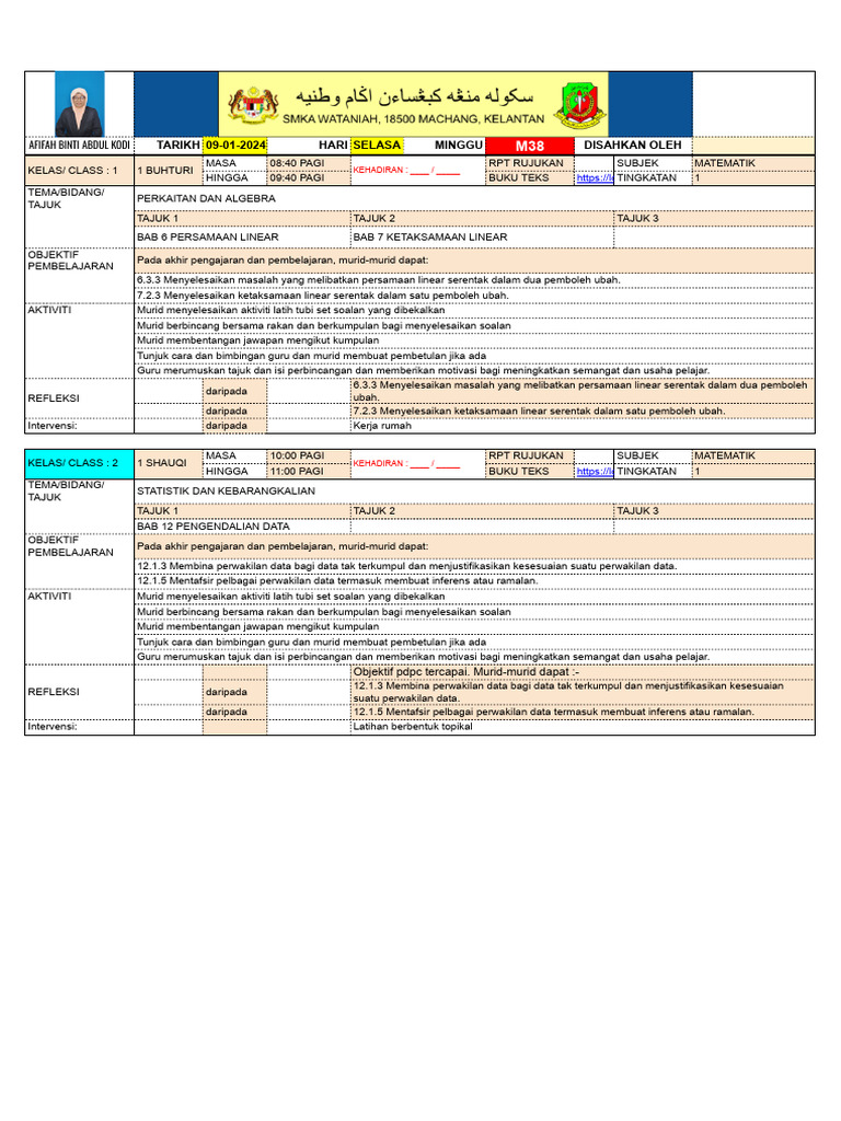 M38 F4 EXAM SELASA - Google Sheets | PDF