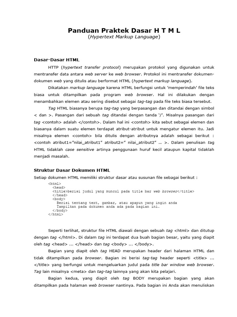 Materi HTML Lengkap | PDF
