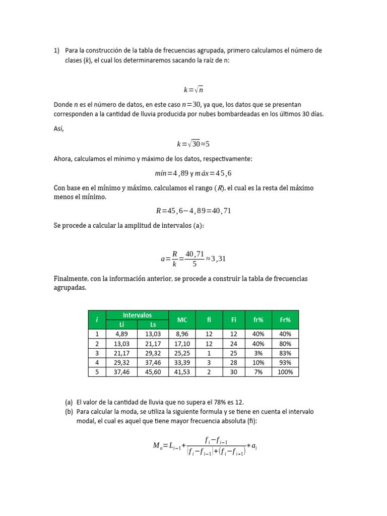 Taller tabla freq | PDF | Modo (Estadísticas) | Mediana