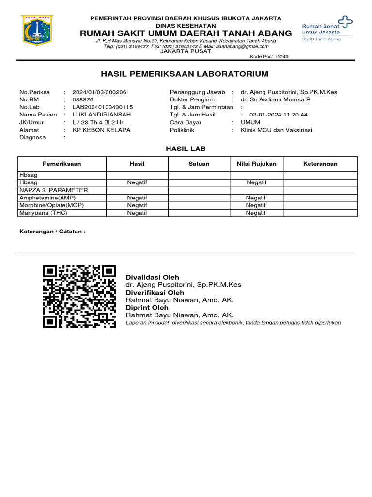 Hasil Laboratorium Pdf