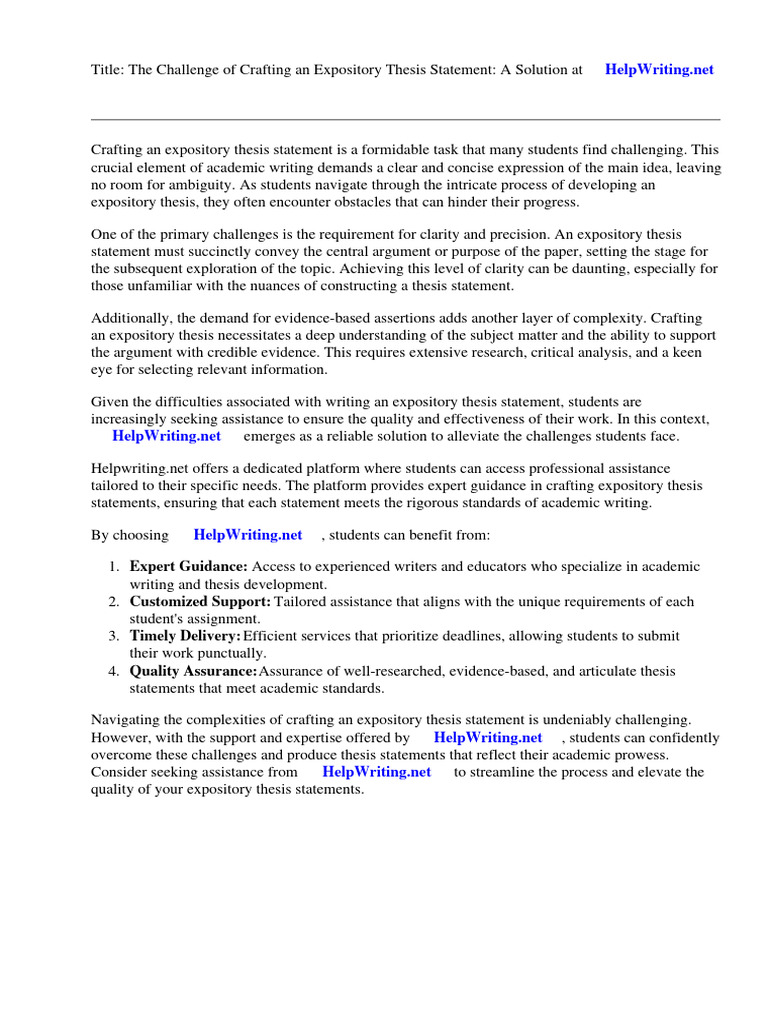 Expository Thesis Statement Worksheet | PDF | Essays | Thesis