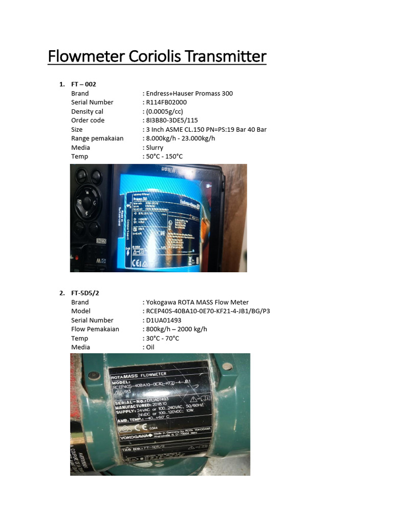 Coriolis Flowmeter Specifications | PDF | Technology & Engineering