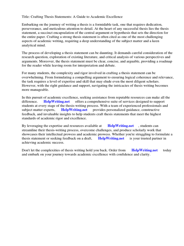 Research Paper Sample Thesis Statements | PDF | Essays | Thesis