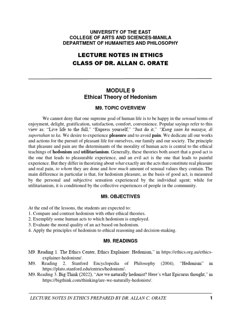 Aristippus and the Ethics of Hedonism | PDF