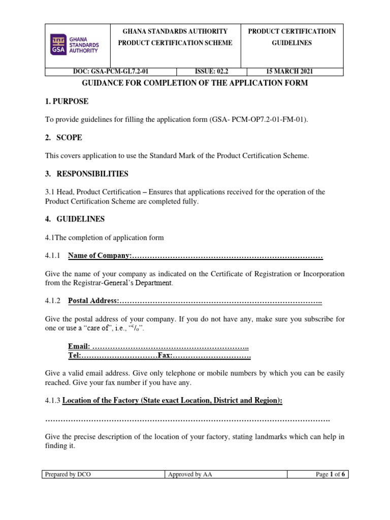 4 Guidance For Completion of The Application Form Initial | PDF ...