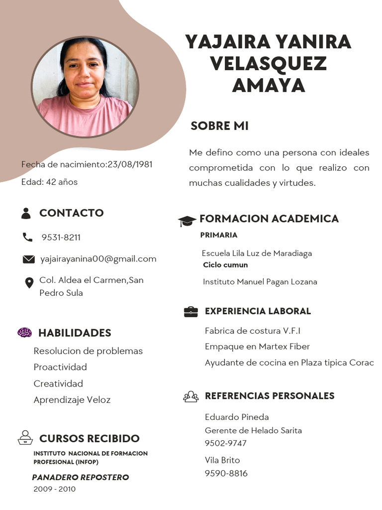 Yajaira Yanina Velasquez, Hoja de Vida | PDF