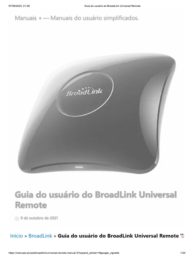 Guia Completo BroadLink Universal Remote | PDF | Aplicativo para celular | Wi-Fi