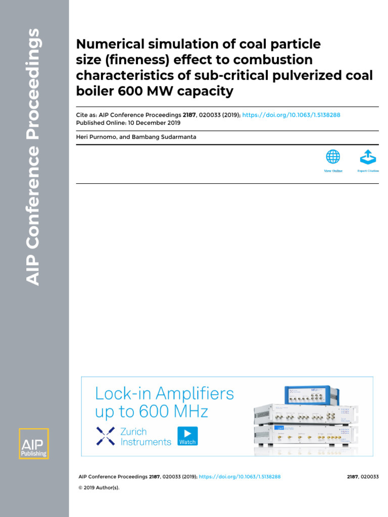 Numerical Simulation of Coal Particle Si | PDF | Combustion | Coal
