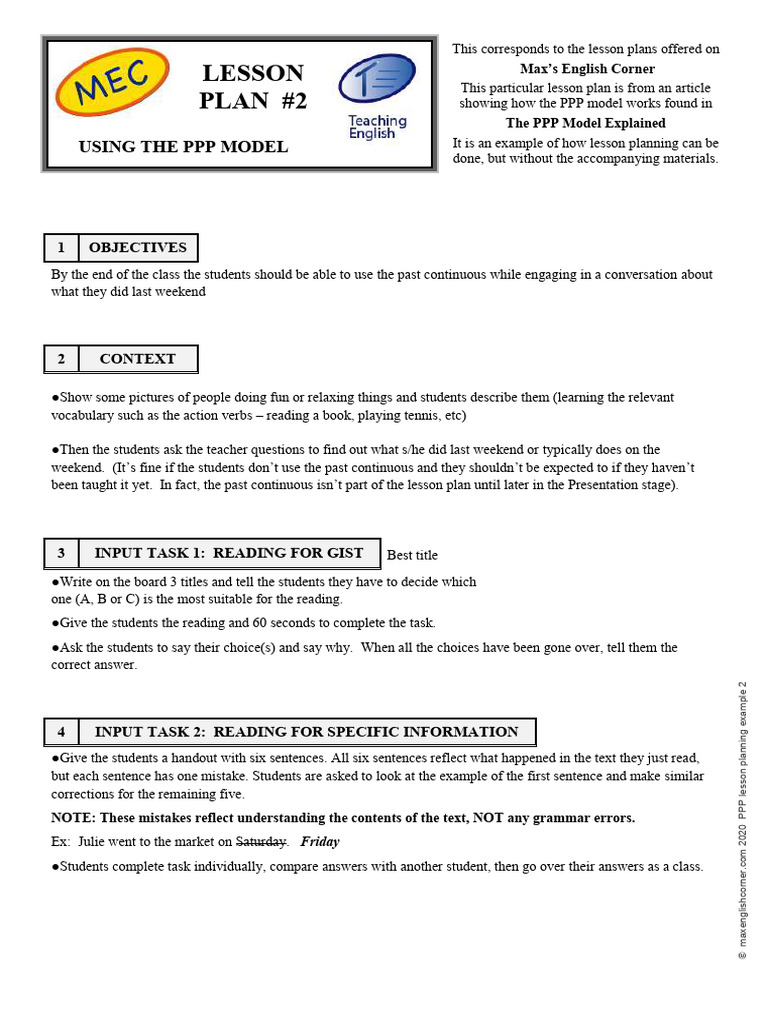 PPP 1 | PDF | Question | Lesson Plan