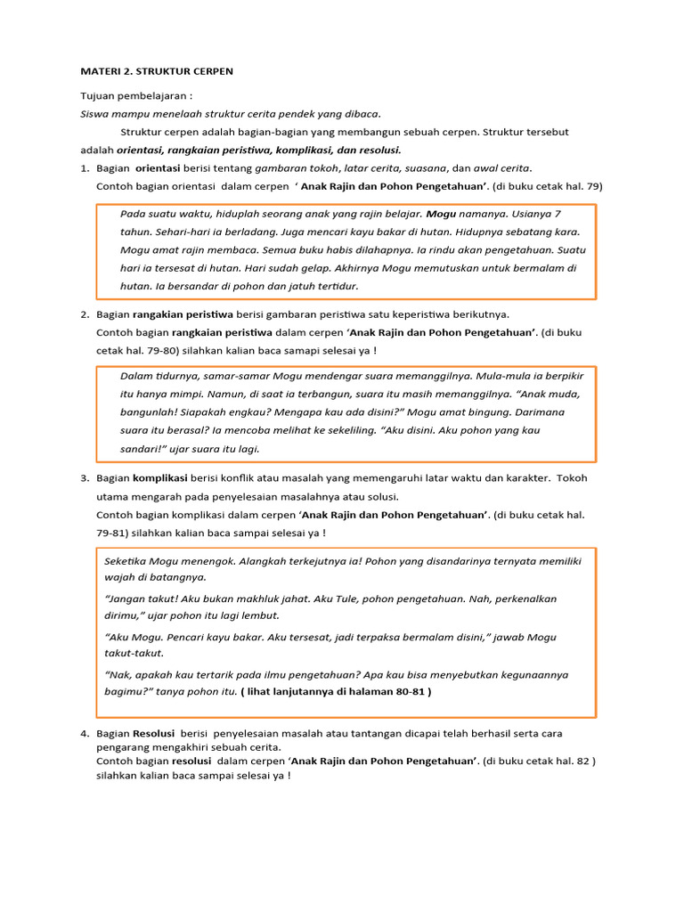 Materi 2 Struktur Cerpen | PDF | Fiksi Umum