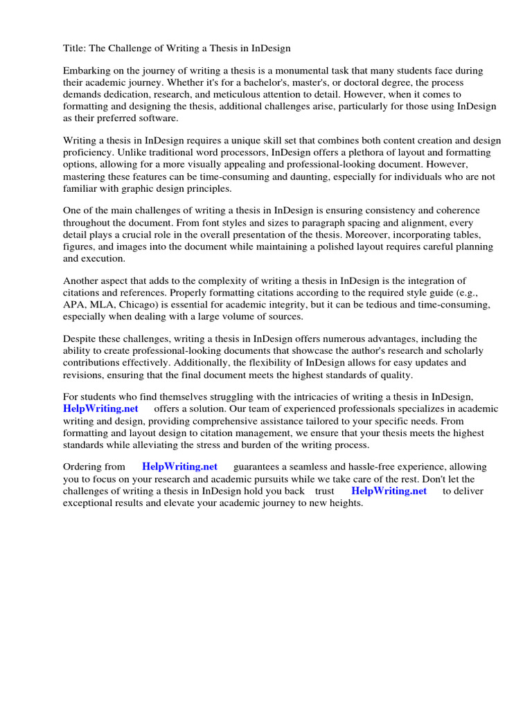 Writing Thesis Indesign | PDF | Page Layout | Thesis
