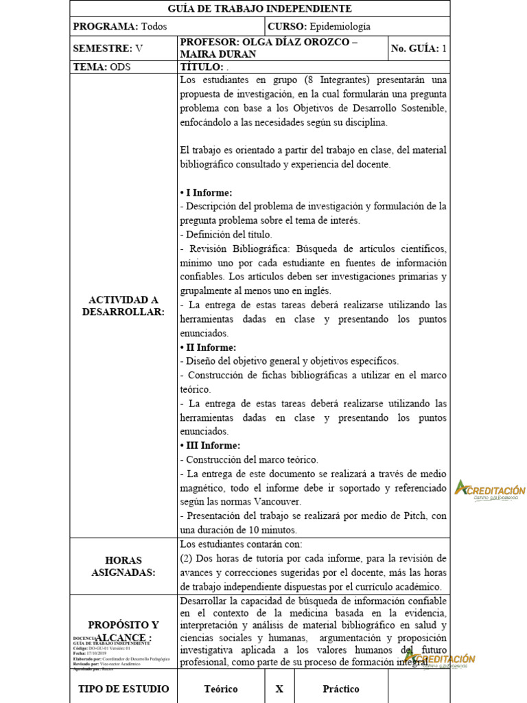 Guia de Trabajo Independiente | PDF | Evaluación | Maestros