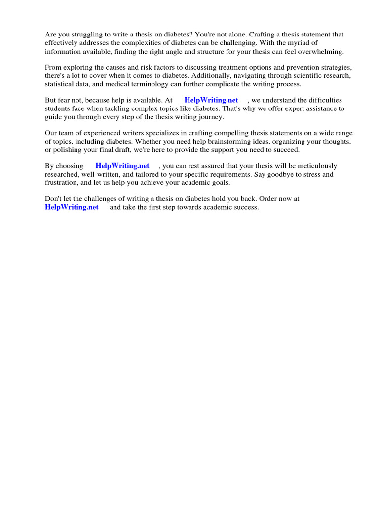 Diabetes Thesis Statements Examples | PDF | Diabetes | Insulin