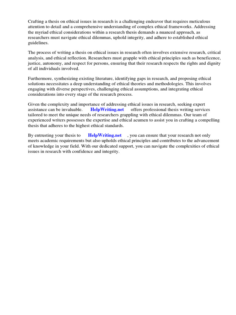 Ethical Issues in Research Thesis | PDF | Integrity | Methodology