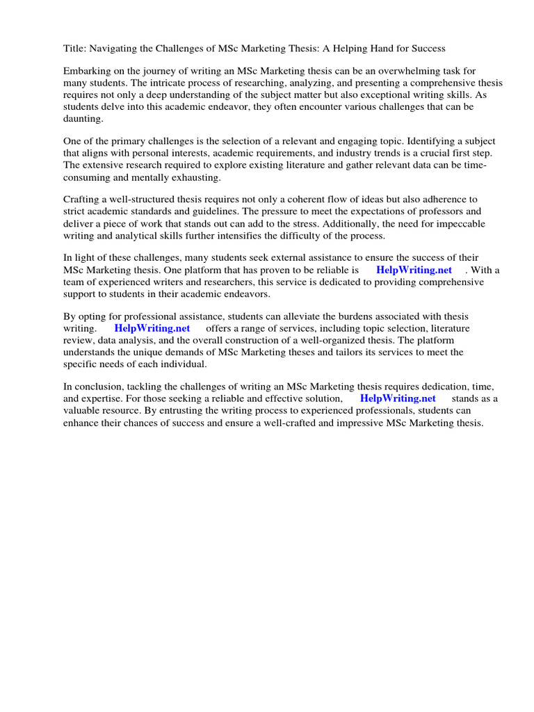 MSC Marketing Thesis Topics | Download Free PDF | Social Media | Popular Culture & Media Studies