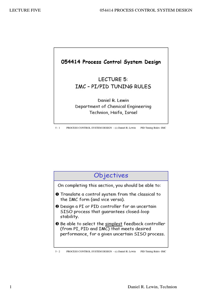 Objectives: 054414 Process Control System Design | Download Free PDF ...
