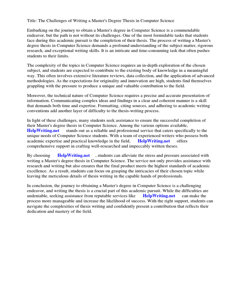 Mastering Computer Science Theses | PDF | Partial Differential Equation | Thesis