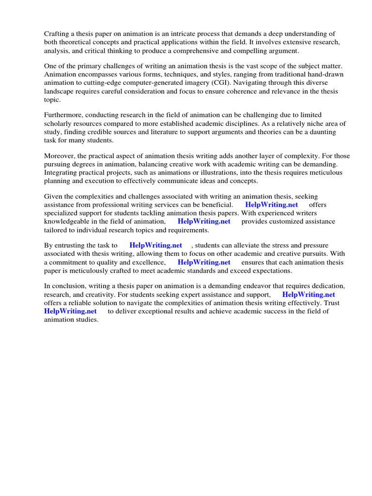 Animation Thesis Paper | PDF | Animation | Computer Generated Imagery