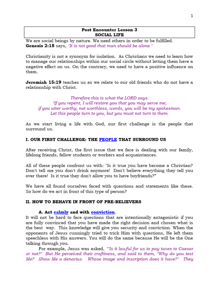 Lesson 3 Social Life | PDF | Jesus | Books Of Samuel