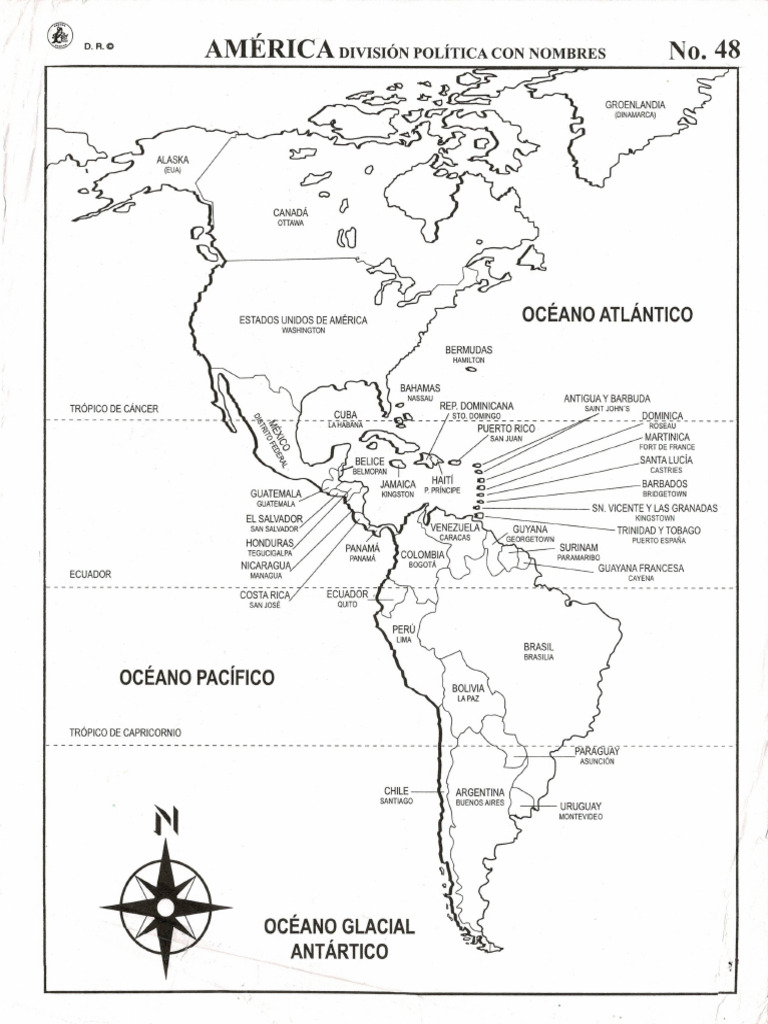 Mapa Continente Americano Con Nombres | PDF