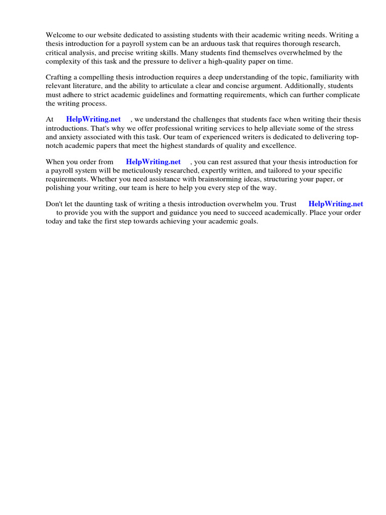 Thesis Introduction For Payroll System | PDF | Payroll | Payroll Tax