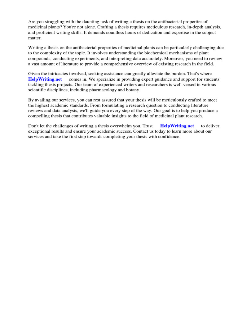 Thesis On Antibacterial Properties of Medicinal Plants | PDF ...