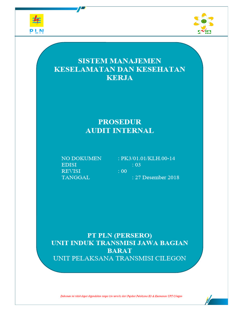 Prosedur Audit Internal K3 PLN Cilegon | PDF