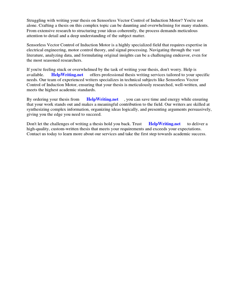 Sensorless Vector Control Of Induction Motor Thesis Pdf Electric