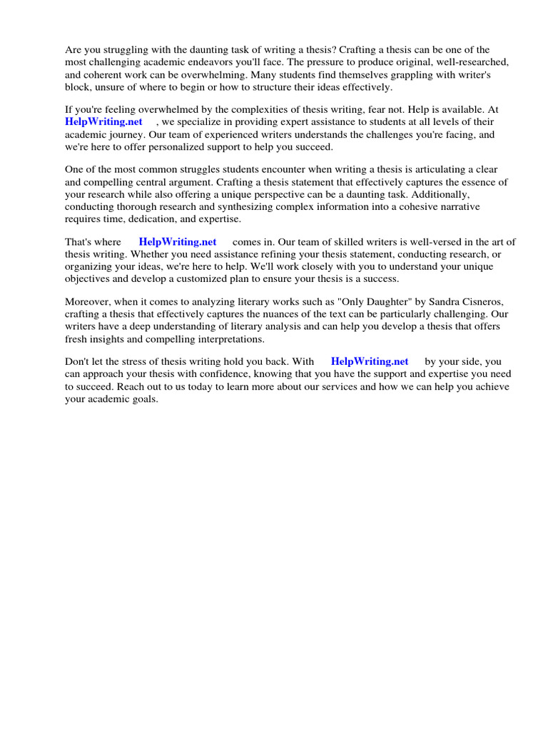 Only Daughter by Sandra Cisneros Thesis | PDF