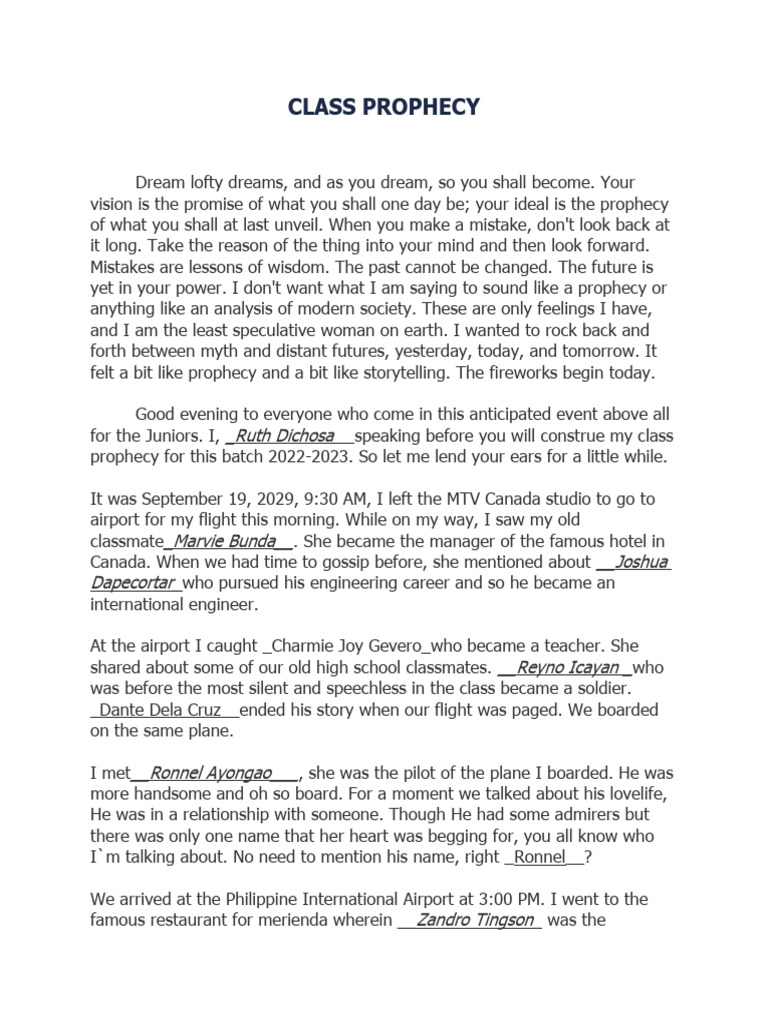 Class Prophecy 2023 (1) | PDF