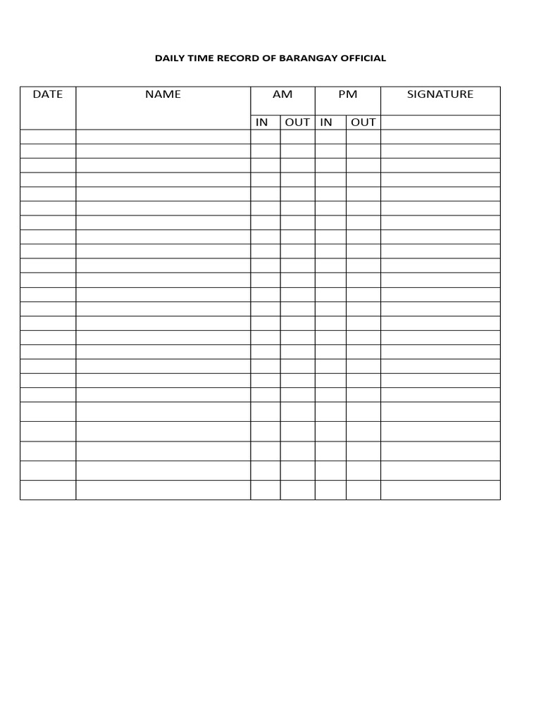 Barangay Official Daily Time Record | PDF