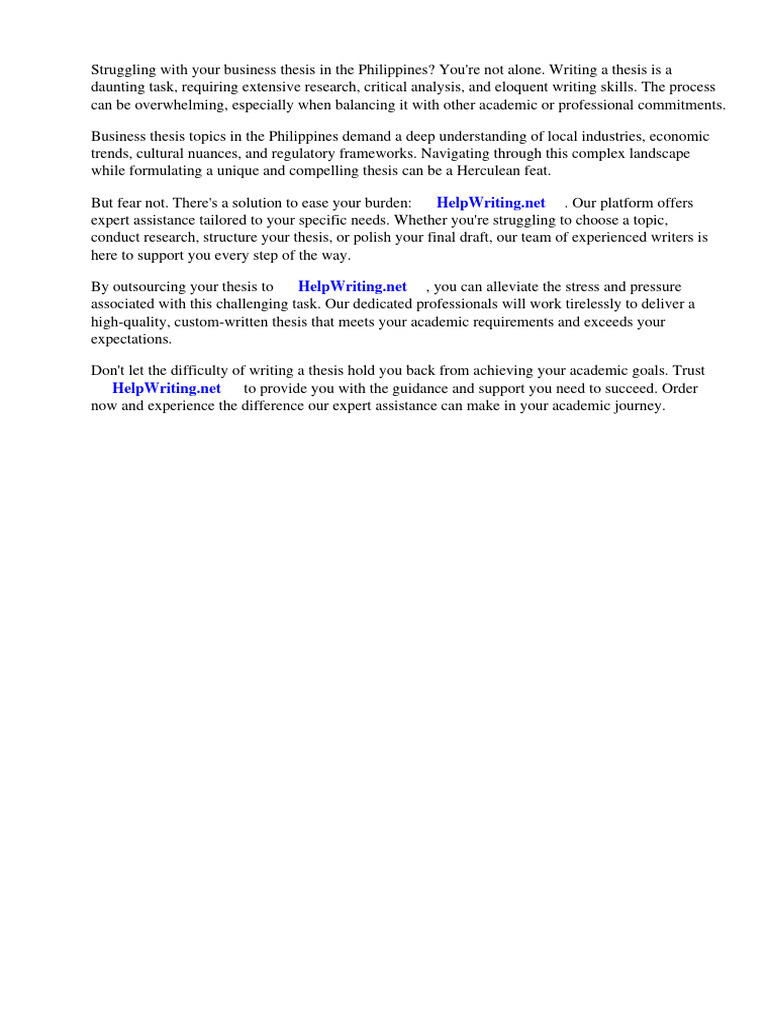 Expert Thesis Help in the Philippines | PDF | Thesis | Essays