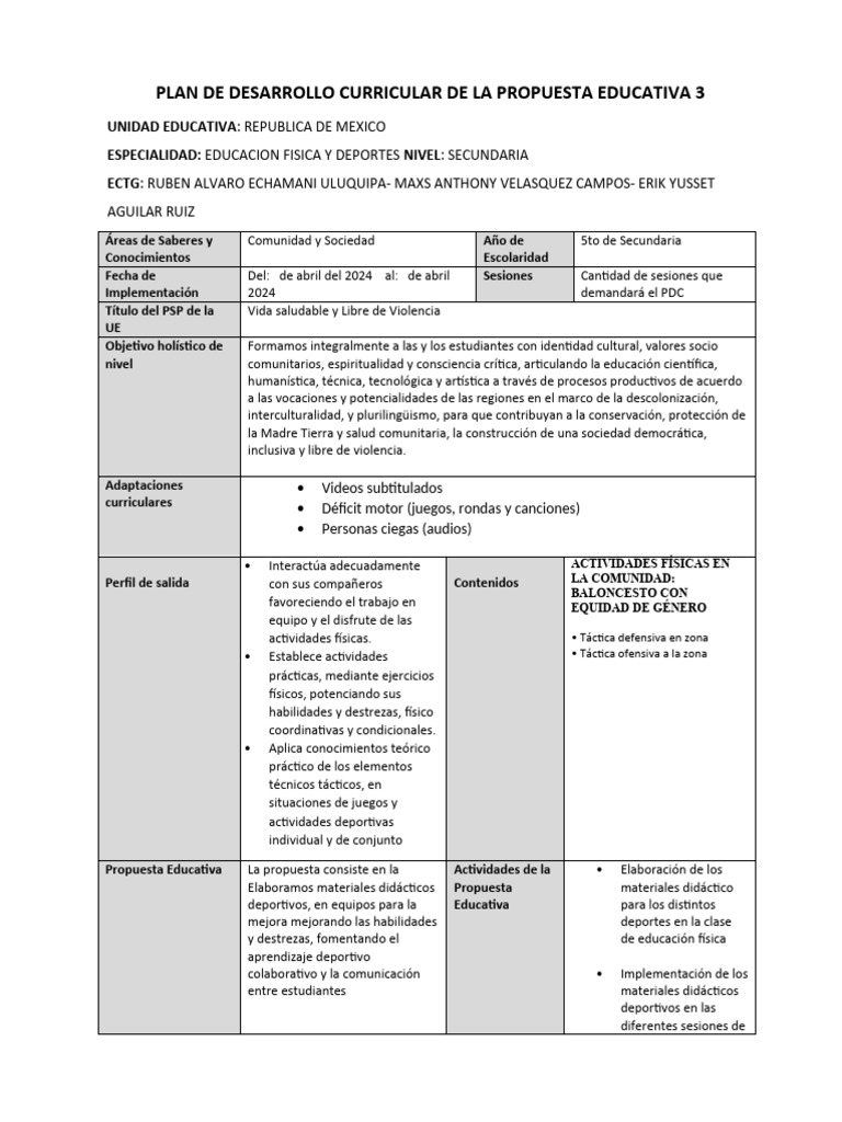 PDC 5 - Mer. Propuesta | PDF | Aprendizaje