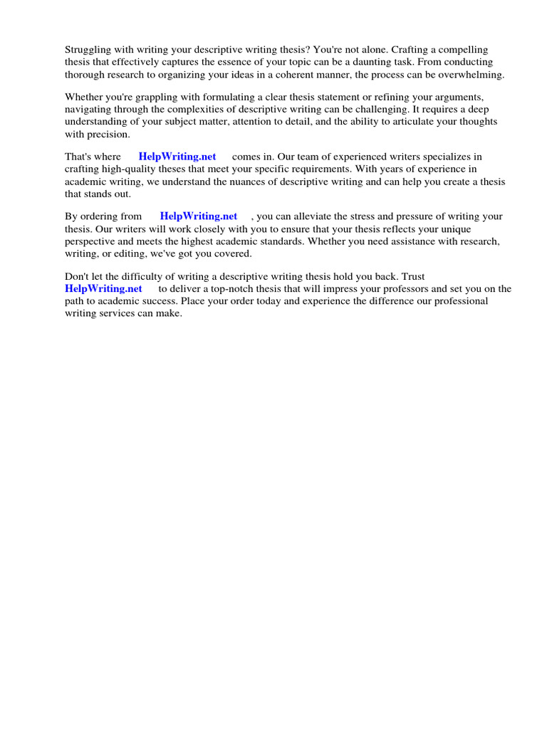 Descriptive Writing Thesis Statements | PDF | Essays | Experience