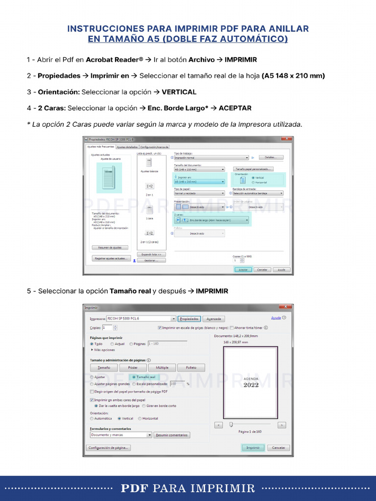 Instrucciones Para Imprimir - HOJA A5 - Doble Faz Automático | PDF