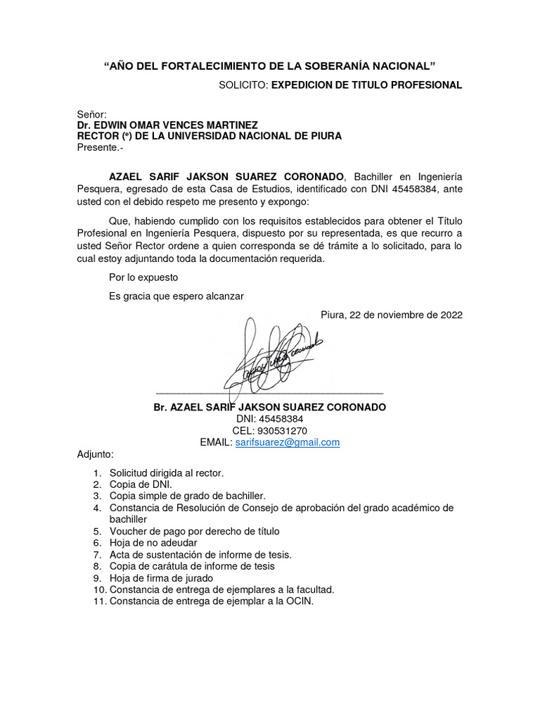 Tramite Para Titulo Profesional Sarif Suarez (1) | PDF Tramite Para Titulo Profesional Sarif Suarez (1) | PDF