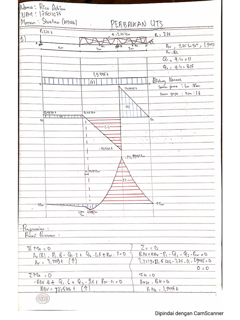 Perbaikan Uts Statika - Rico Adrian - 1715011075 | PDF