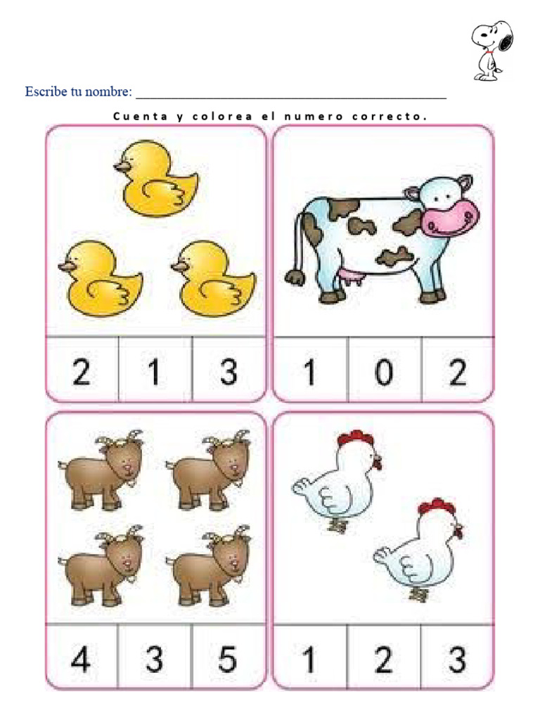 Act 002 Cuenta y colorea el numero correcto | PDF Act 002 Cuenta y colorea el numero correcto | PDF