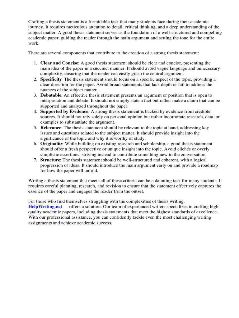 What Are the Components of a Good Thesis Statement | PDF | Essays | Thesis