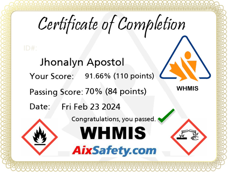 WHMIS Certificate | PDF